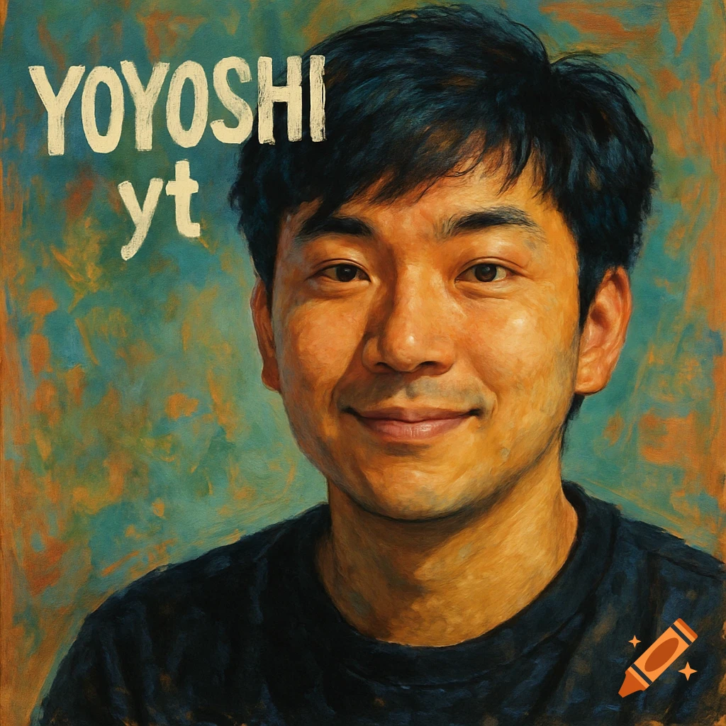Painterly portrait of a man with the text YOYOSHI yt. on Craiyon