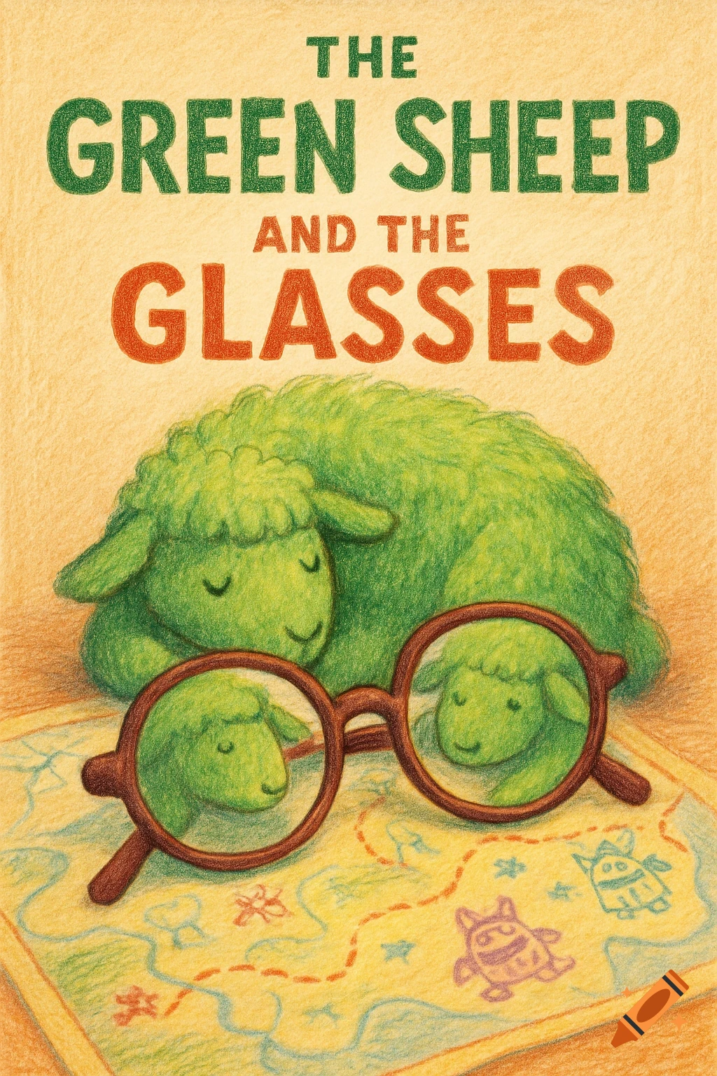 A children's book cover in coloured pencil style titled 'The Green ...