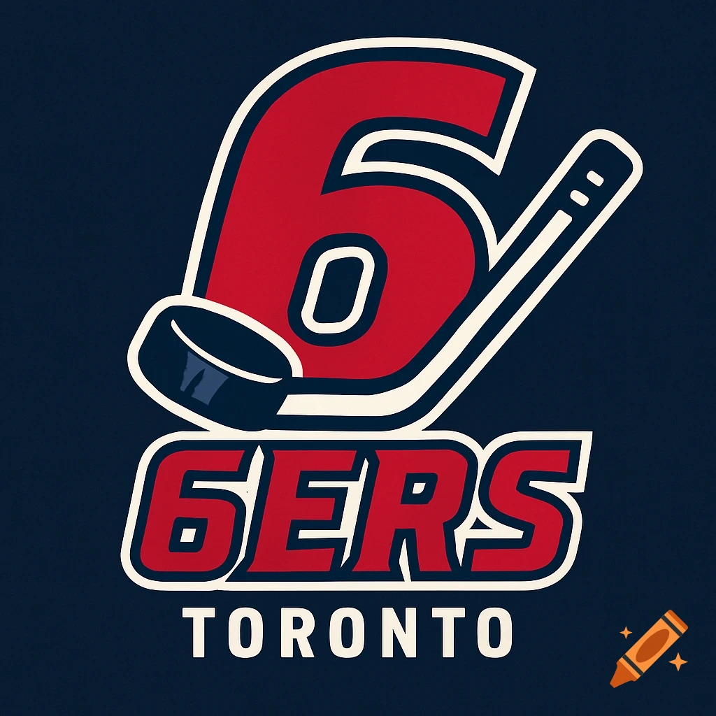 Hockey logo for the 6ers team in Toronto featuring the number 6, a ...