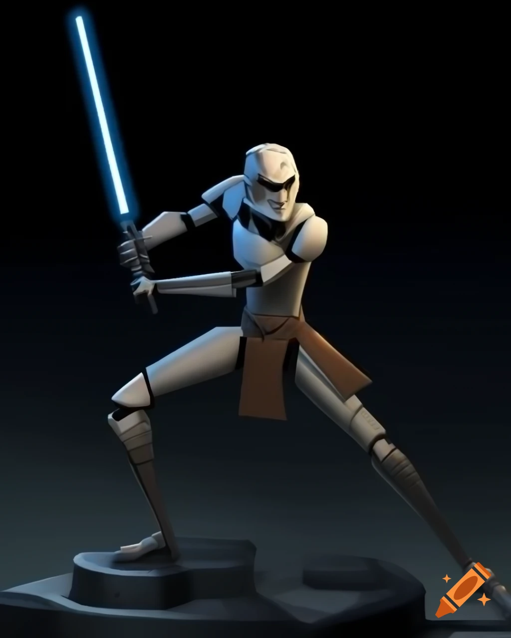 Futuristic combat droid Jedi Knight in sword attack action poses ...