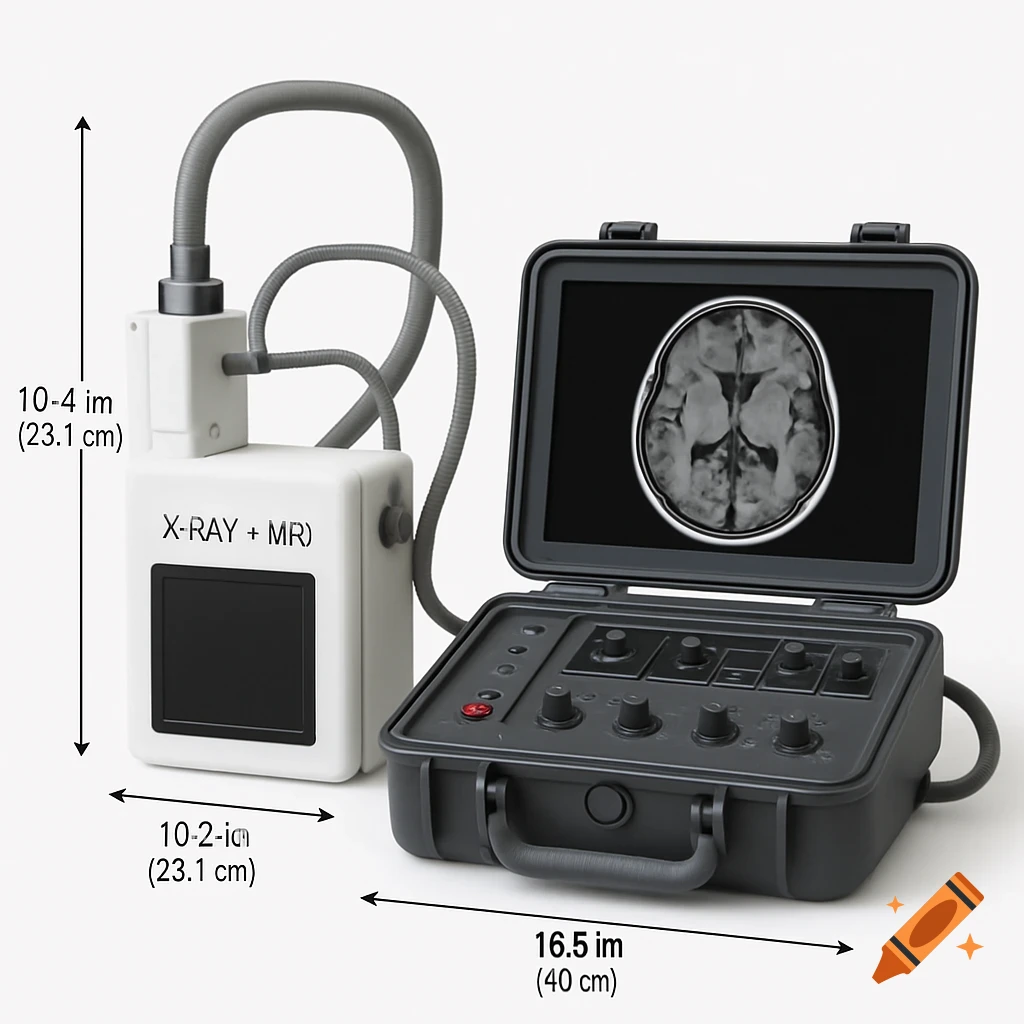 A compact portable medical imaging device with a briefcase-like unit ...