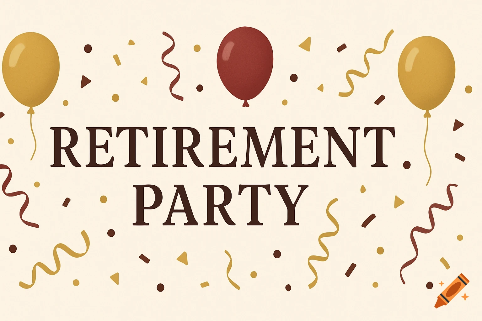 Retirement party banner with balloons and confetti. on Craiyon