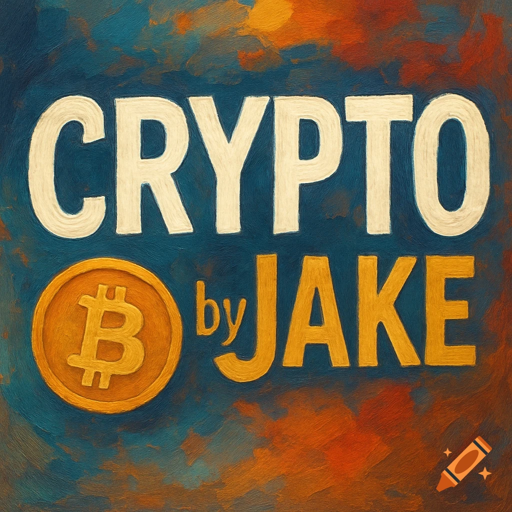 Painterly logo for 'Crypto by Jake' with a bitcoin symbol. on Craiyon