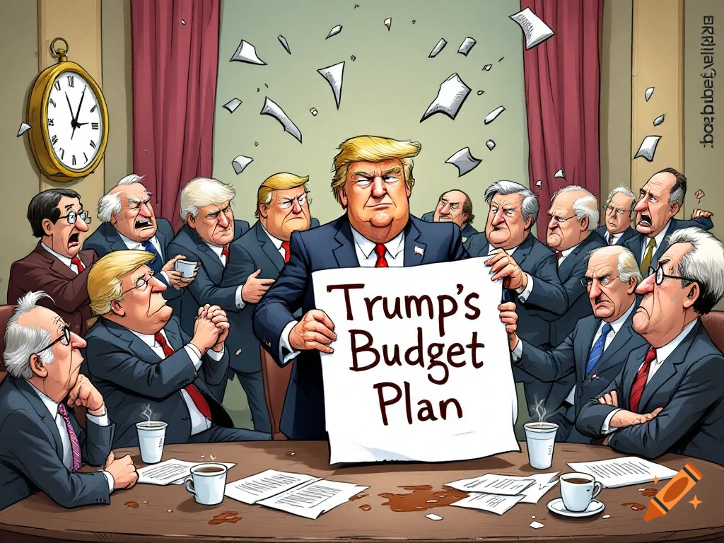 Political cartoon of Donald Trump and politicians around a table with ...