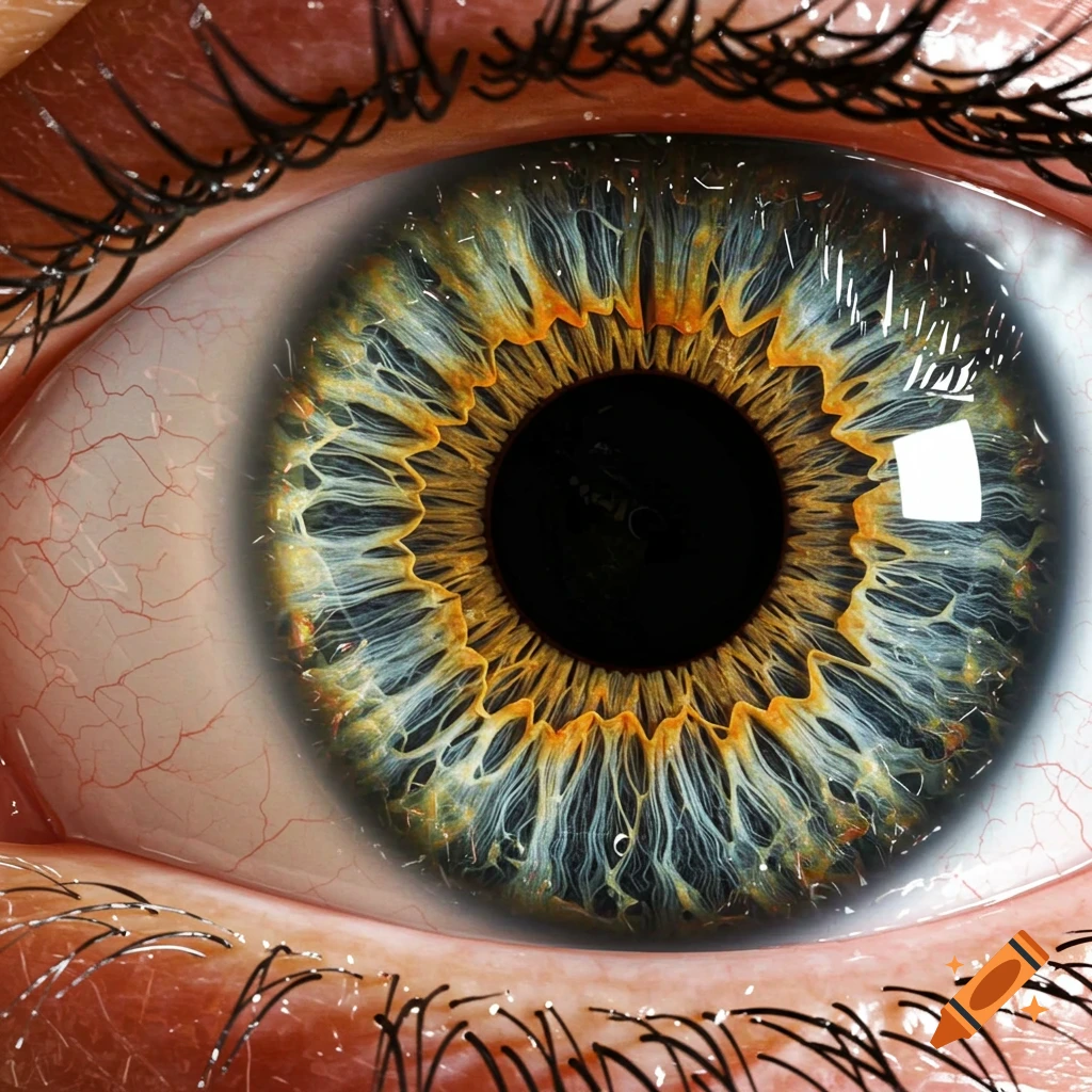 Detailed macro shot of a human eye with a colorful iris and visible ...