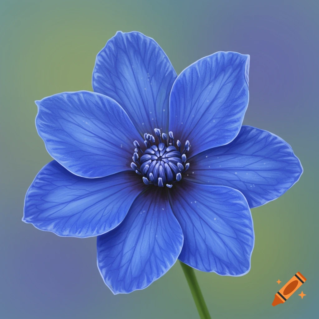 Close-up of a vibrant blue flower with detailed petals. on Craiyon