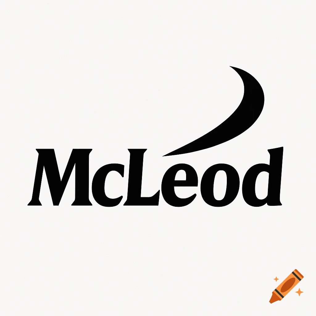 Black McLeod logo with a curved swoosh above. on Craiyon