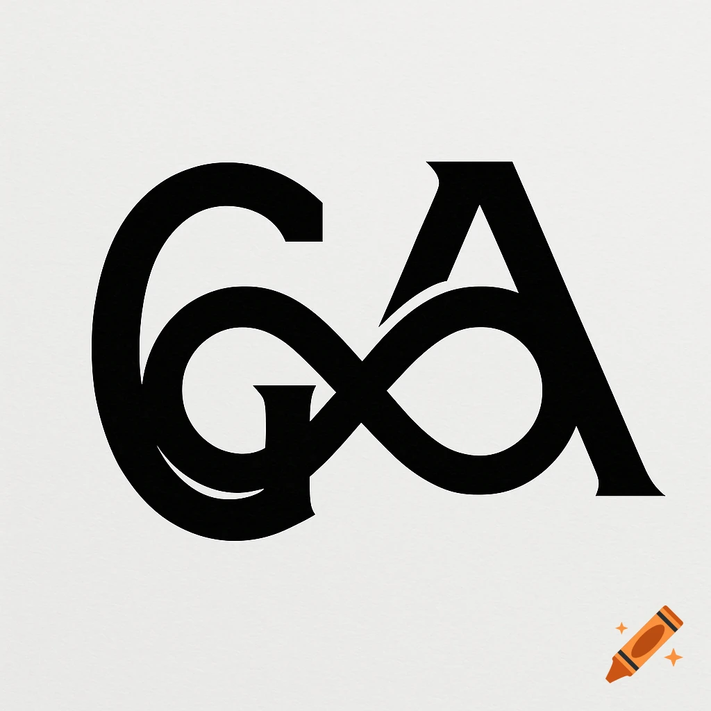 A black logo combining the letters G and A with an infinity symbol on a ...