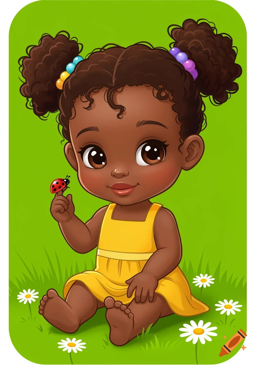 Cute Cartoon Black Baby Girl