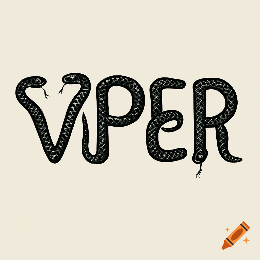 Word VIPER formed by black snakes on a light background. on Craiyon