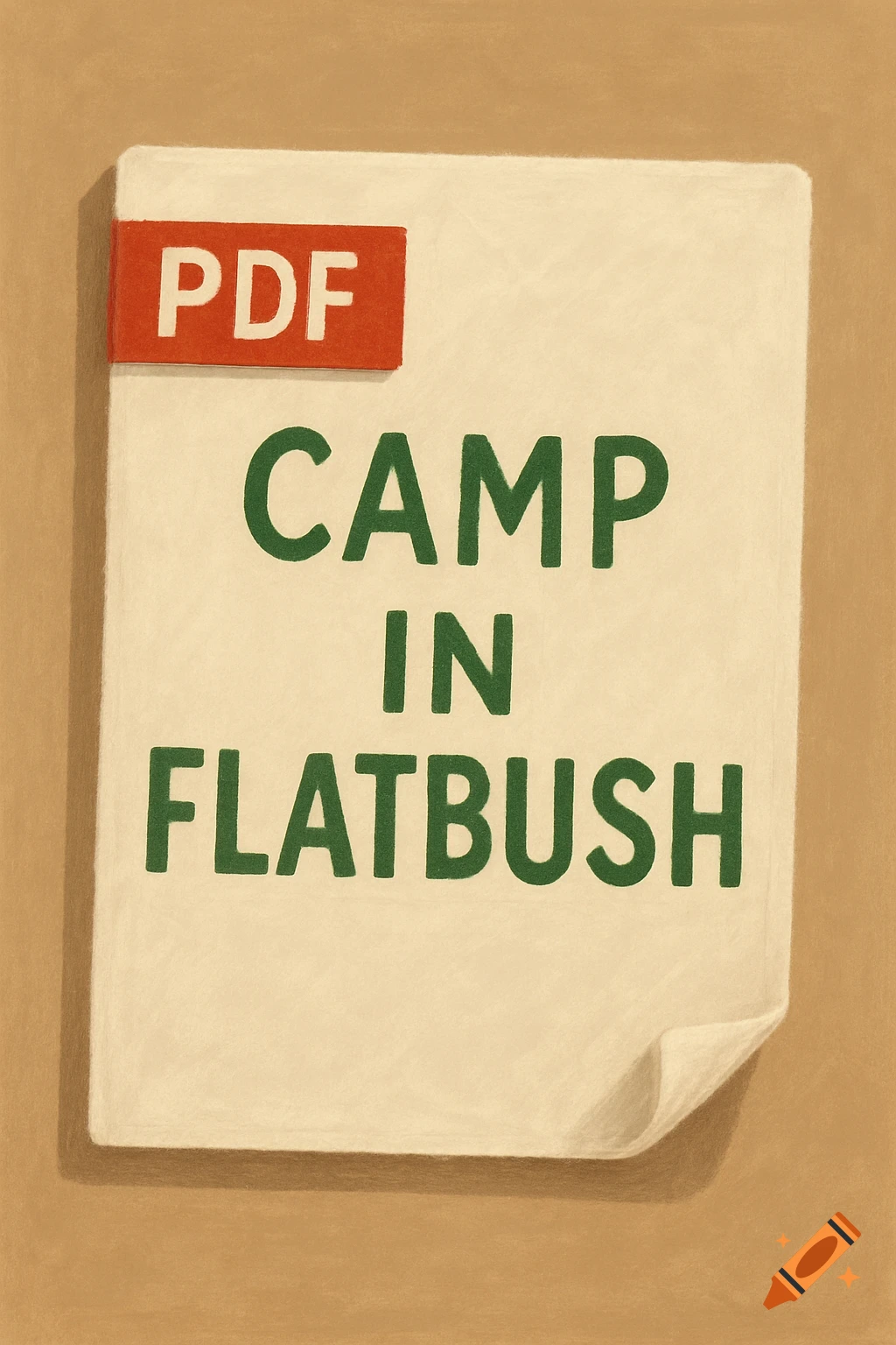 Textured illustration of a PDF file icon with the text "PDF CAMP IN ...
