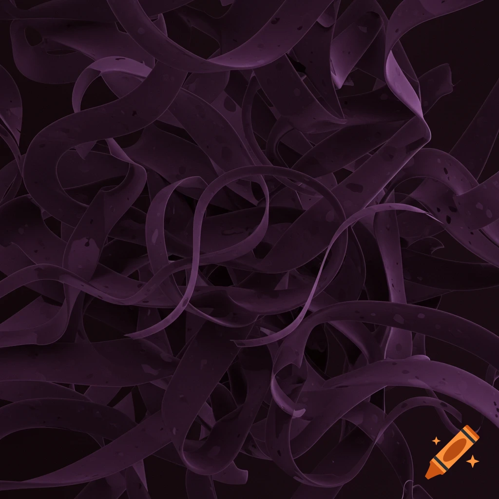 Abstract image of intertwined dark purple ribbons with a glossy texture ...