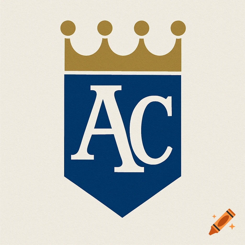 Logo with white AC initials in a blue shield topped by a gold crown on ...