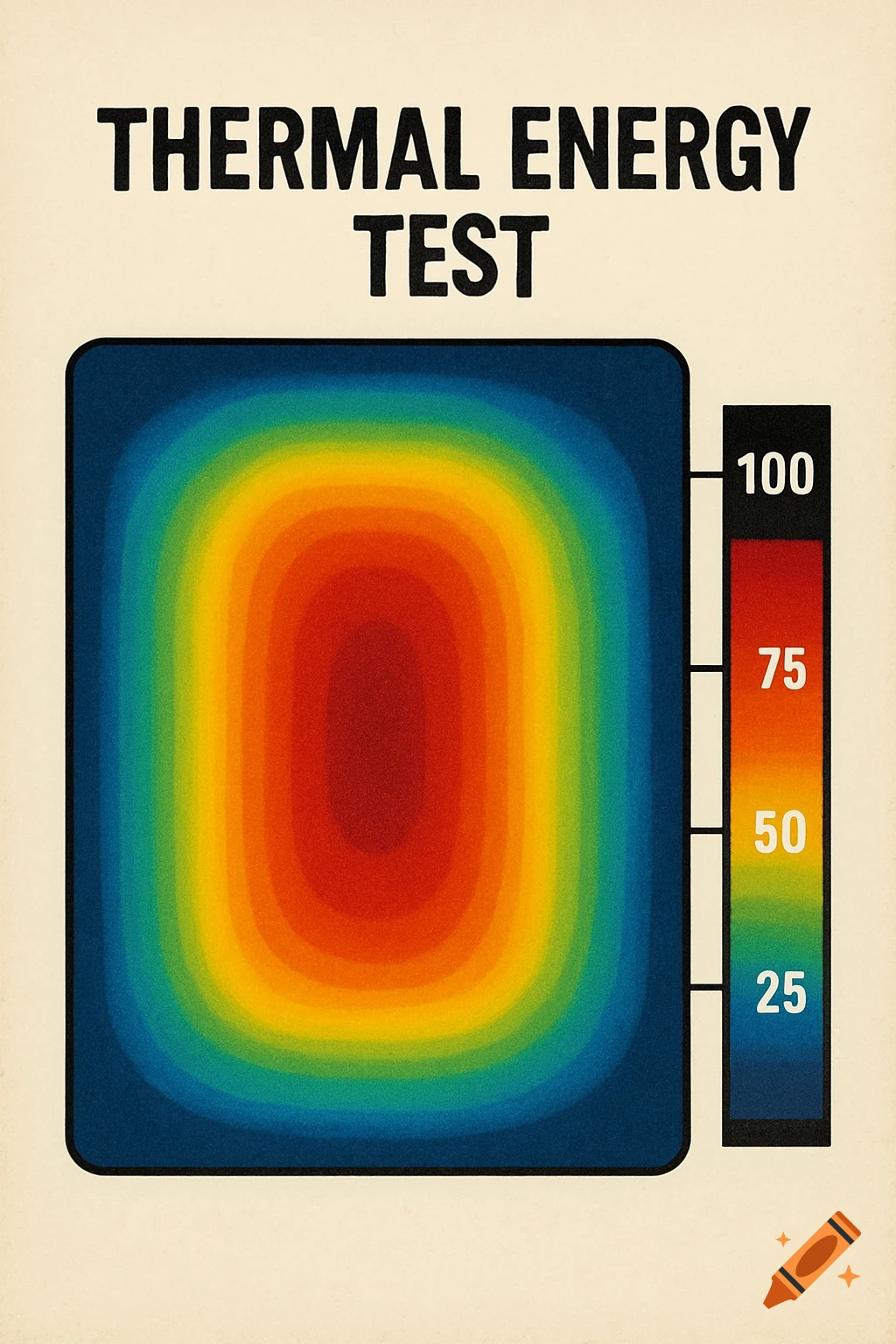Heatmap diagram titled 'Thermal Energy Test' with a color scale on Craiyon