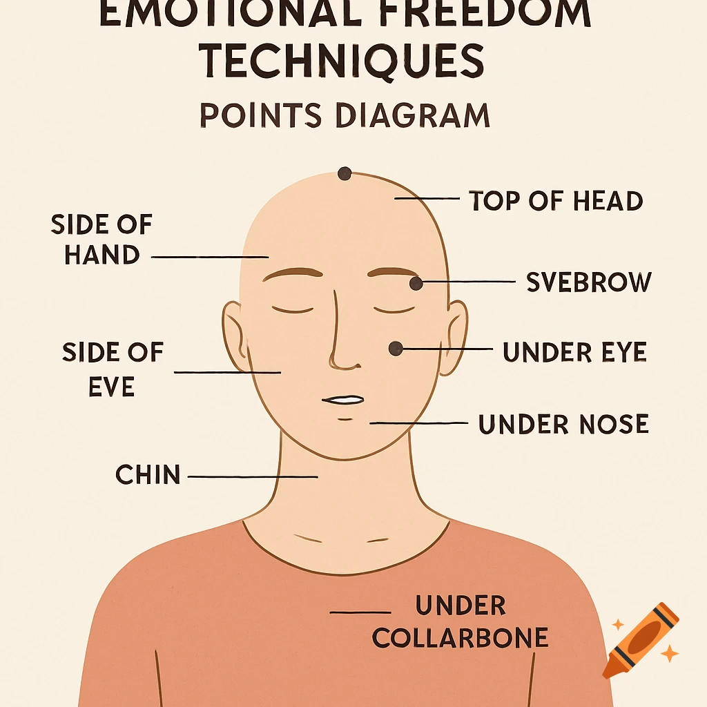 Illustration diagram showing tapping points on a person's head and ...