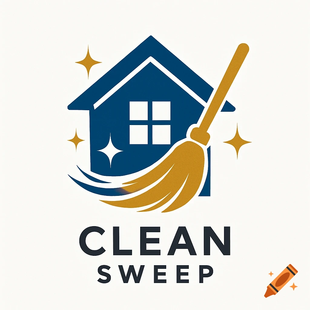Logo for Clean Sweep cleaning business showing a house icon with a ...