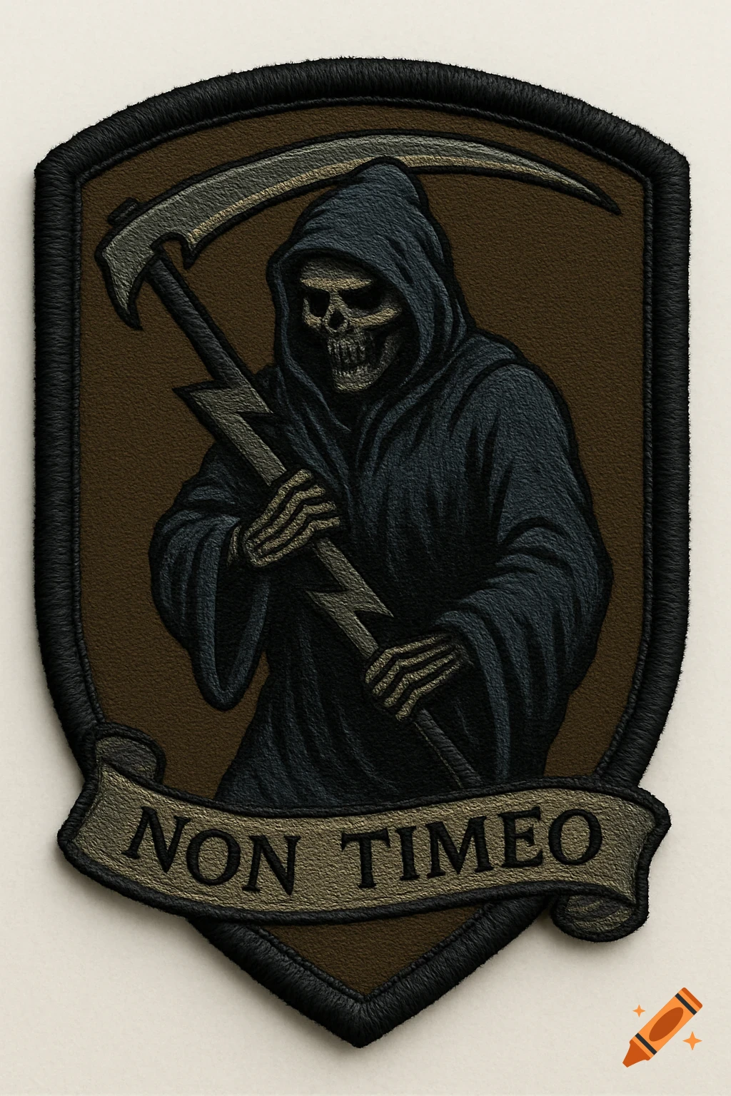Embroidered military patch featuring a hooded Grim Reaper holding a ...