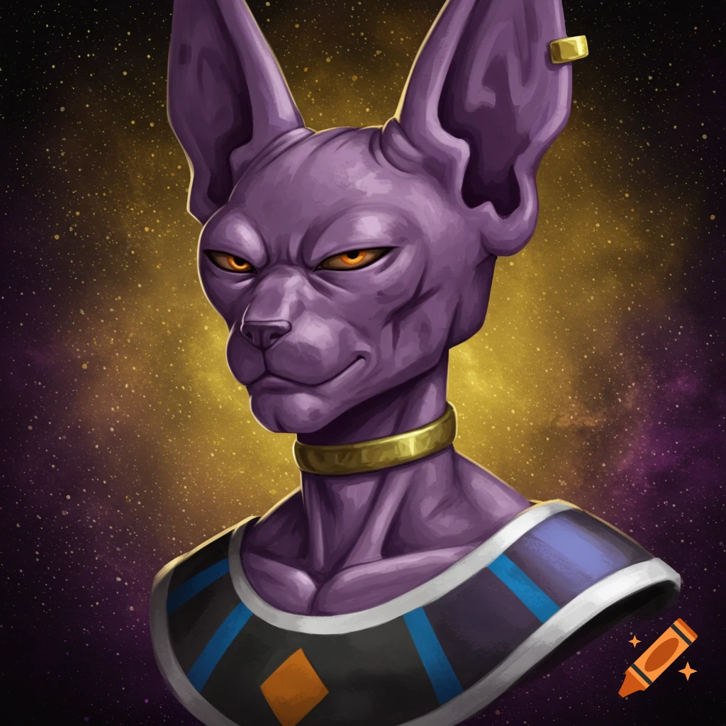 Realistic digital painting portrait of Beerus from Dragon Ball, a ...