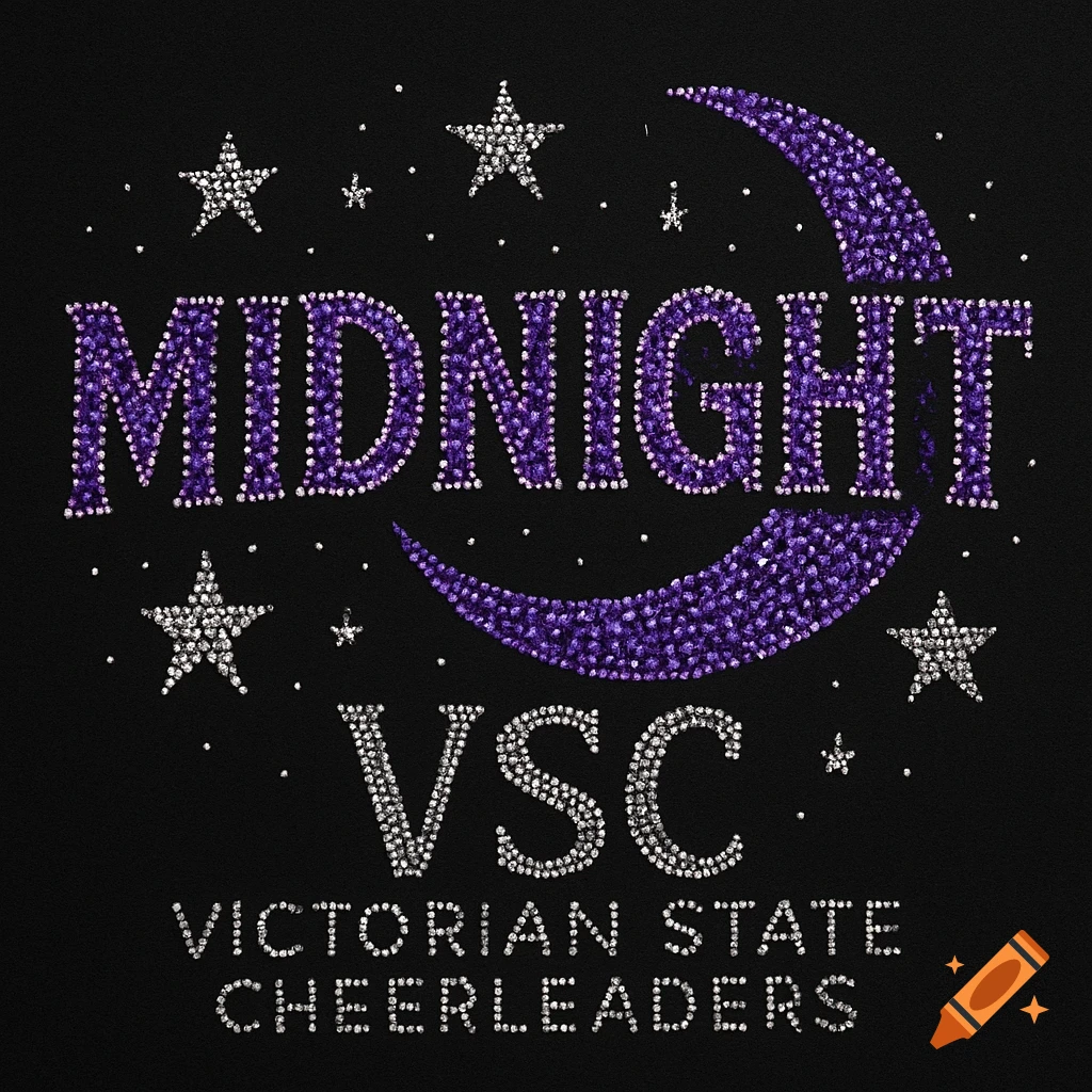 Rhinestone design with 'MIDNIGHT', 'VSC', and 'VICTORIAN STATE ...