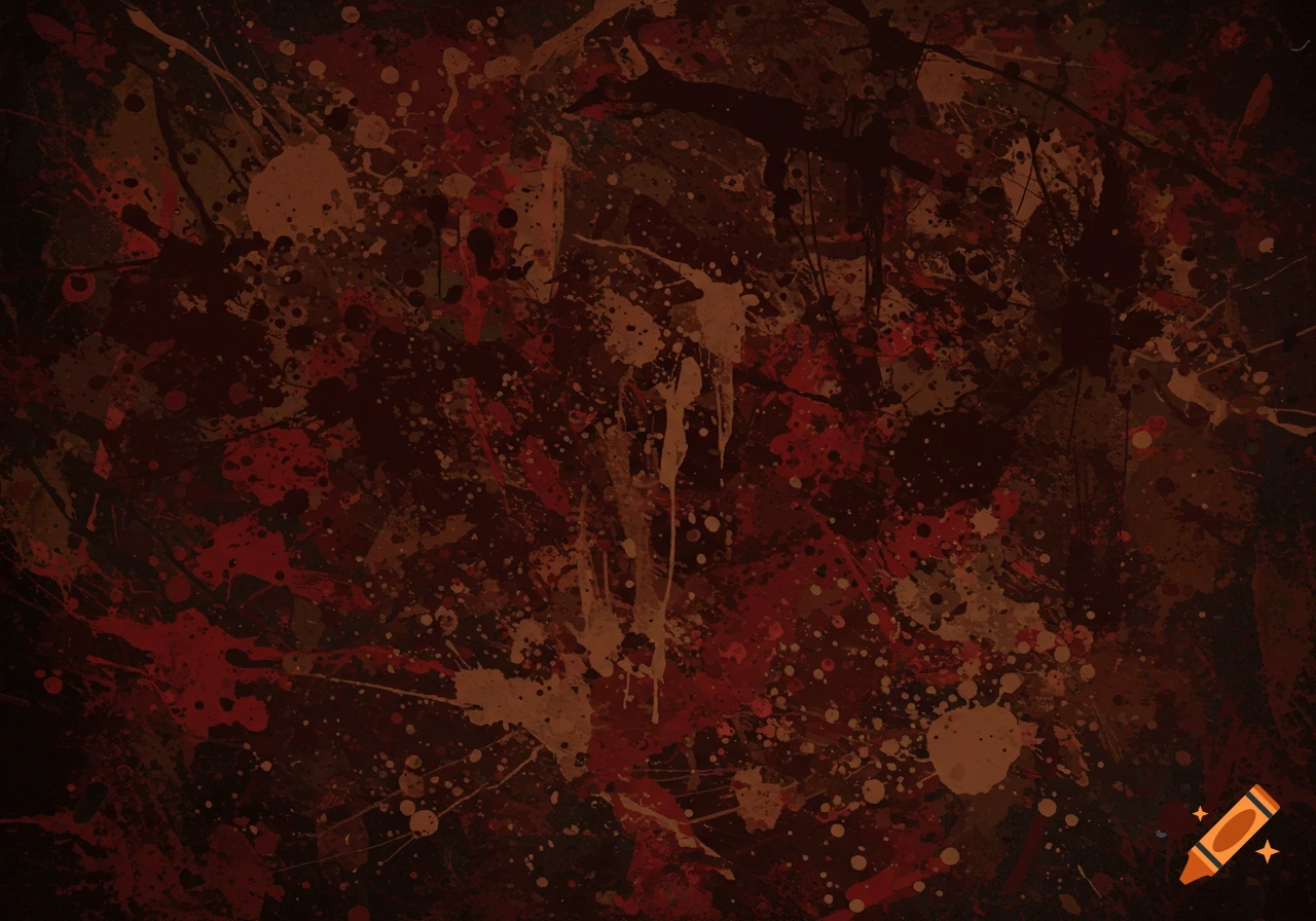 Abstract splatter painting in brown, red, and dark tones. on Craiyon