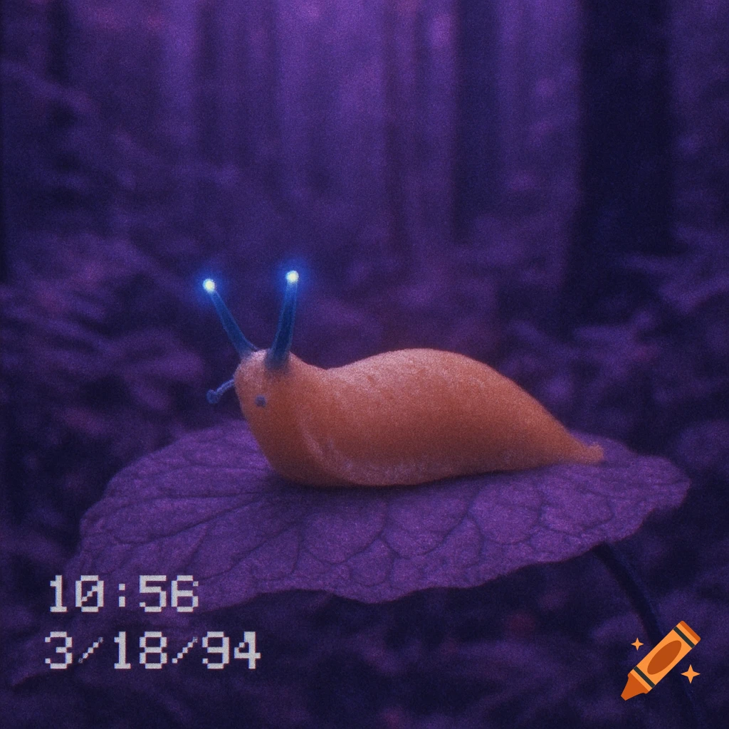 An orange slug-like creature with glowing blue antennae sits on a ...