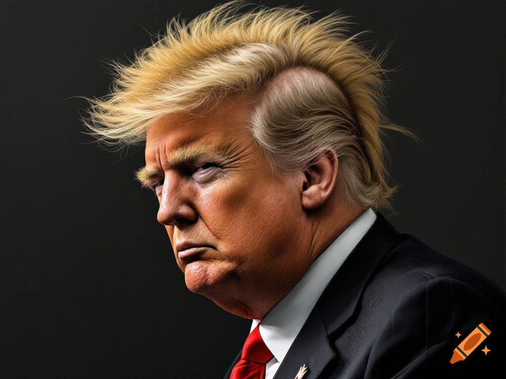 Photorealistic portrait of Donald Trump with a mohawk hairstyle. on Craiyon
