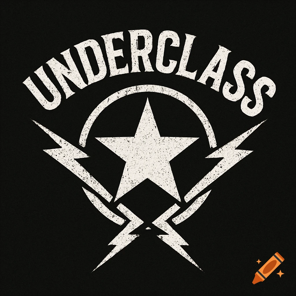 White text UNDERCLASS above a distressed star and lightning bolt logo ...