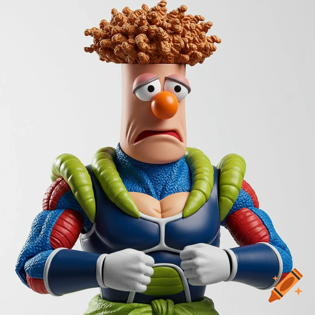 A figurine of Beaker from The Muppets wearing Dragon Ball Saiyan armor ...