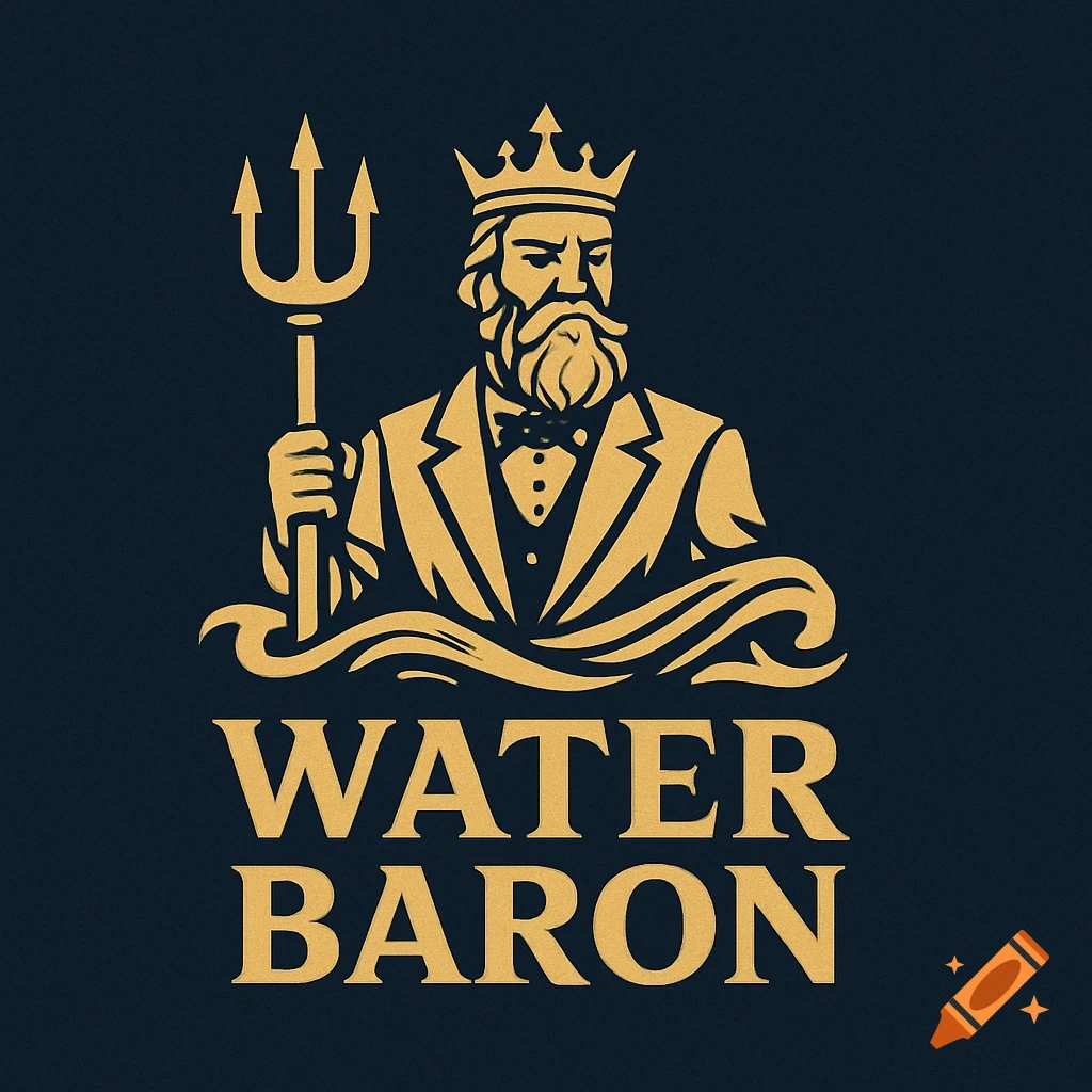 Logo of a bearded kingly figure with a trident and waves, with the text ...