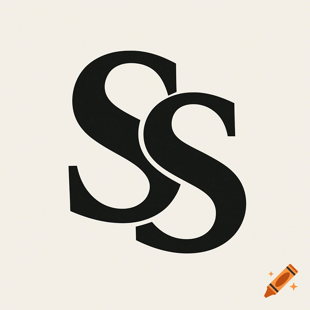 A black logo design with two overlapping S letters on a cream ...