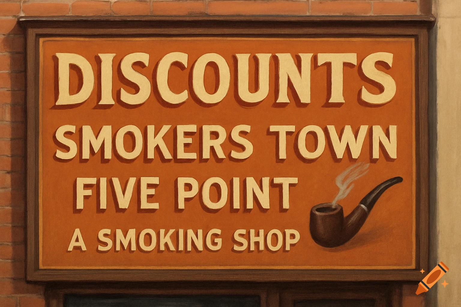 Painted storefront sign for 'Smokers Town Five Point' store listing ...