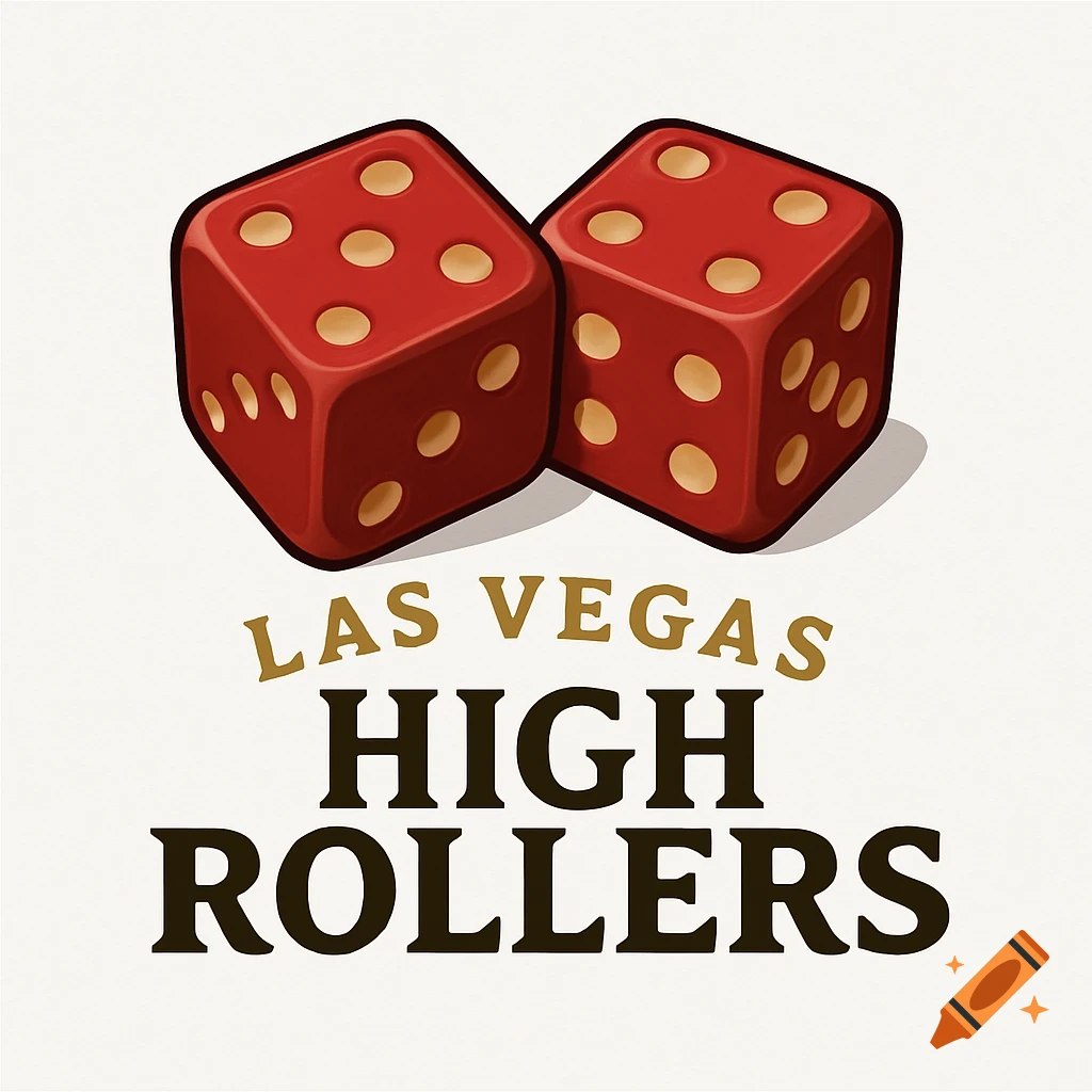 Logo with two red dice and the text Las Vegas High Rollers. on Craiyon