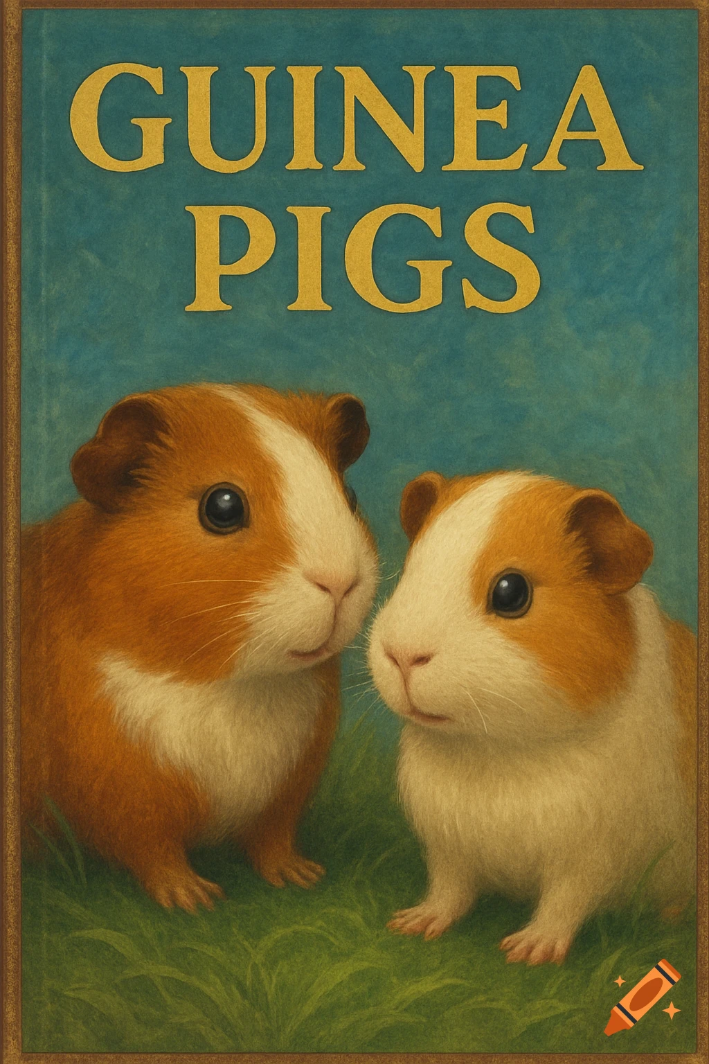 Illustration of two guinea pigs with the title 'GUINEA PIGS' on a book ...
