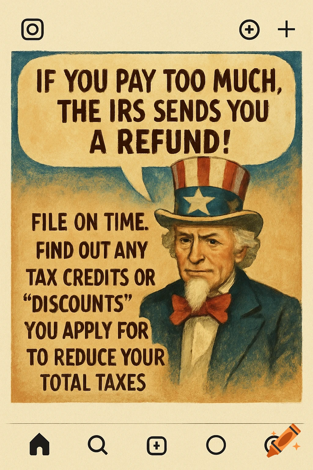 Stylized poster illustration of Uncle Sam with text about paying taxes ...