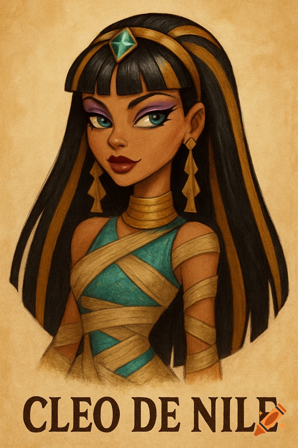 Portrait of the Monster High character Cleo De Nile in a stylized ...