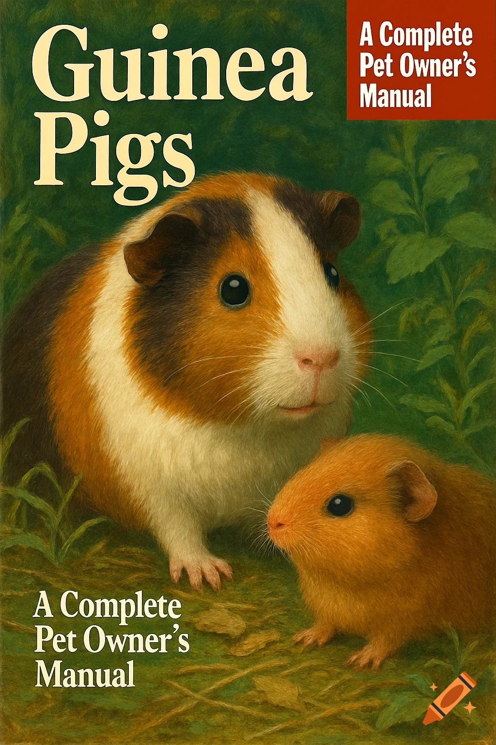 Book cover for 'Guinea Pigs' with two guinea pigs in a natural setting ...