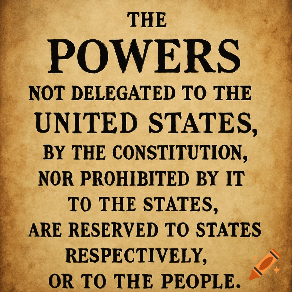 Text from the US Constitution's 10th Amendment on textured paper. on ...