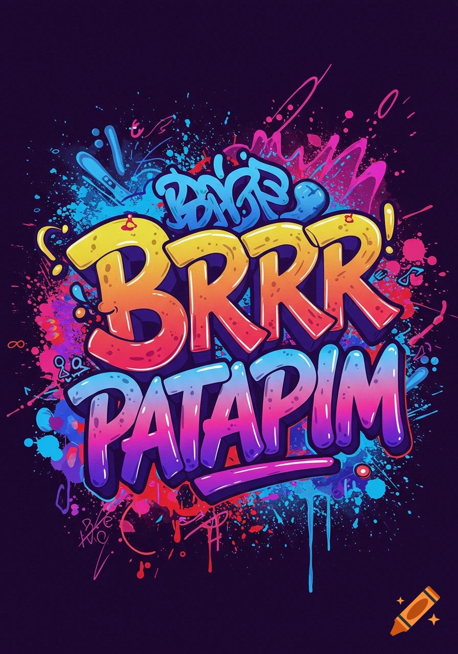 Colorful graffiti-style graphic with 'BRRR PATAPIM' text and paint ...