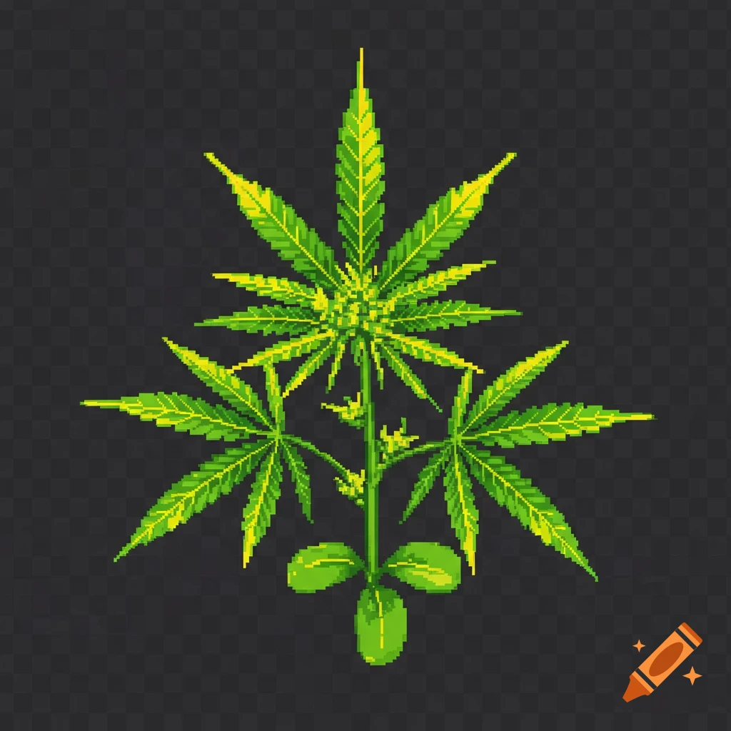 Pixel art sprite of a cannabis plant. on Craiyon