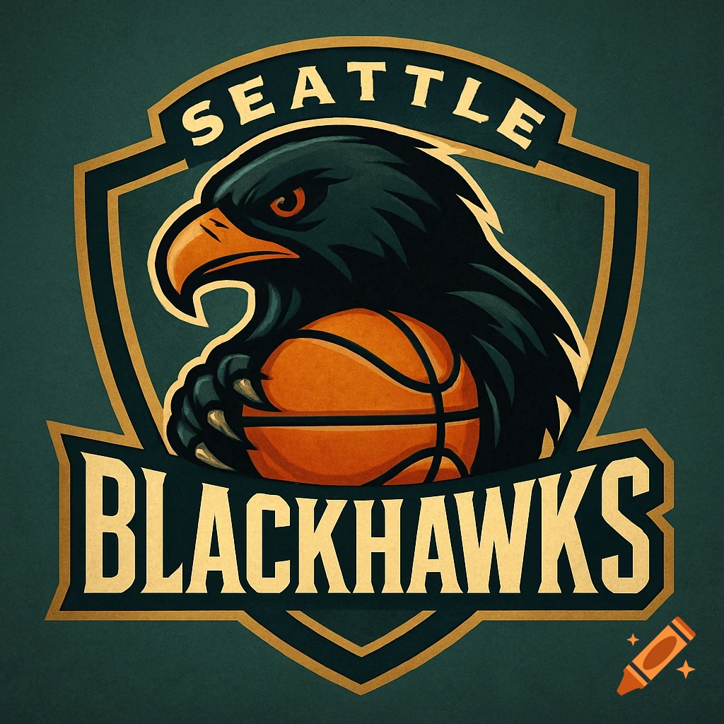 Seattle Blackhawks basketball team logo featuring an eagle holding a ...