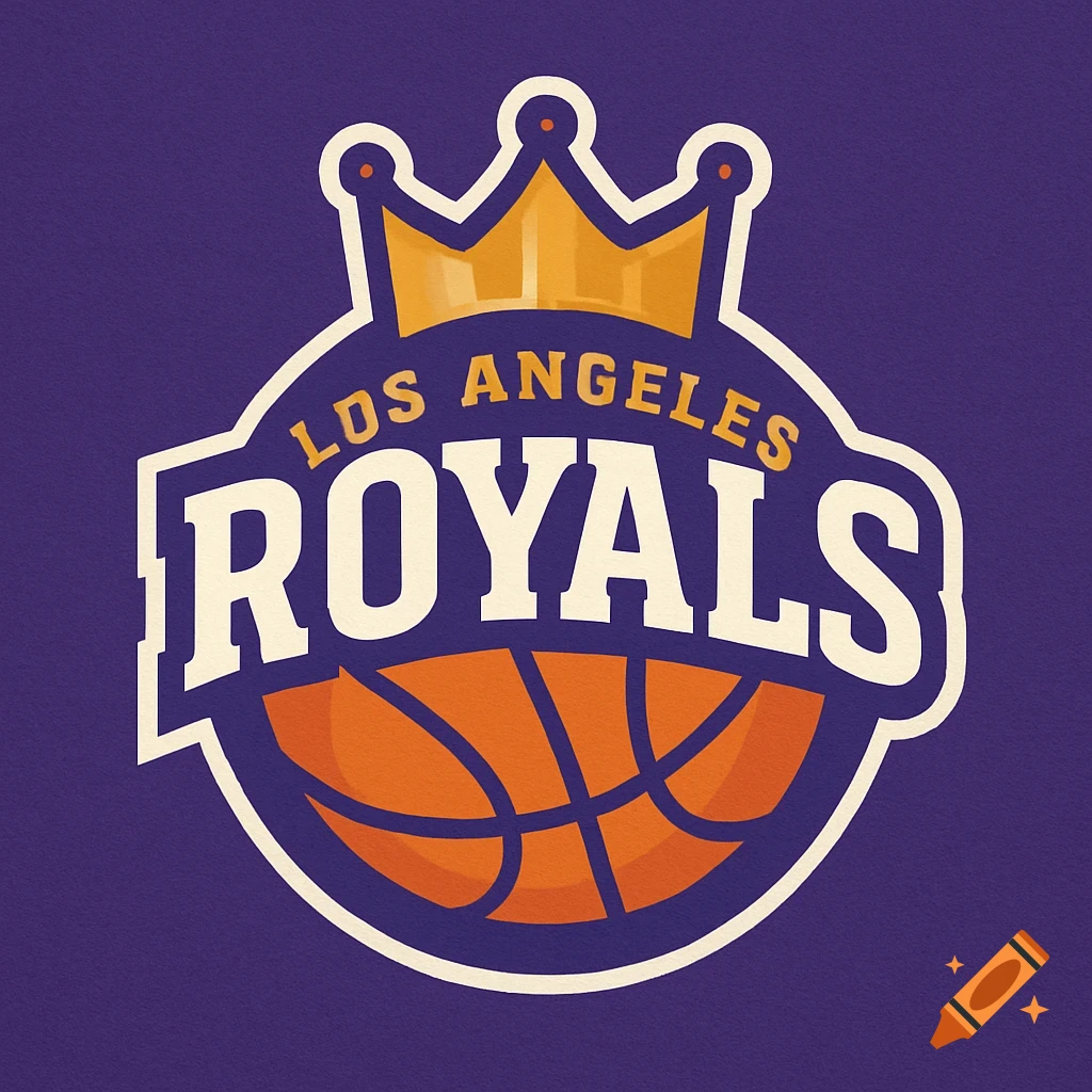 A basketball team logo for the Los Angeles Royals featuring a crown and ...