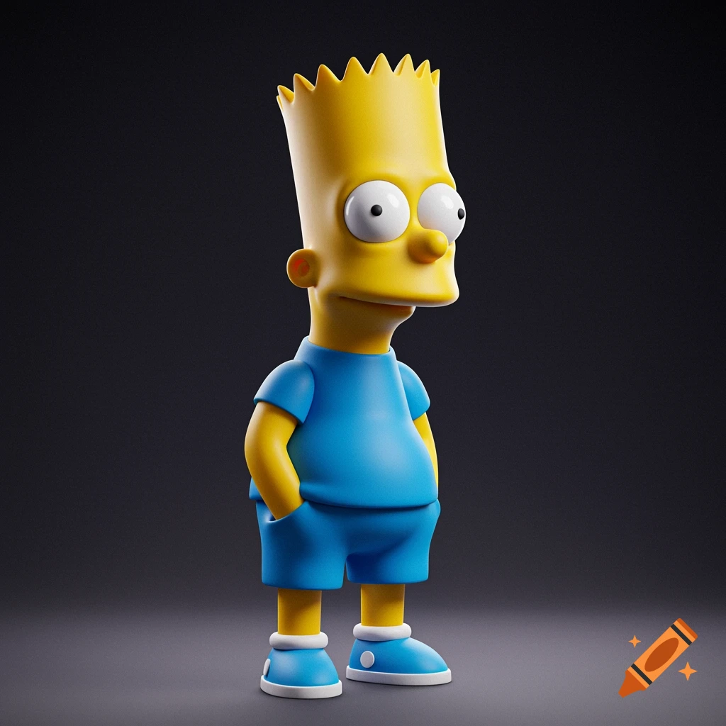 3D render of Bart Simpson standing with hands in pockets on Craiyon
