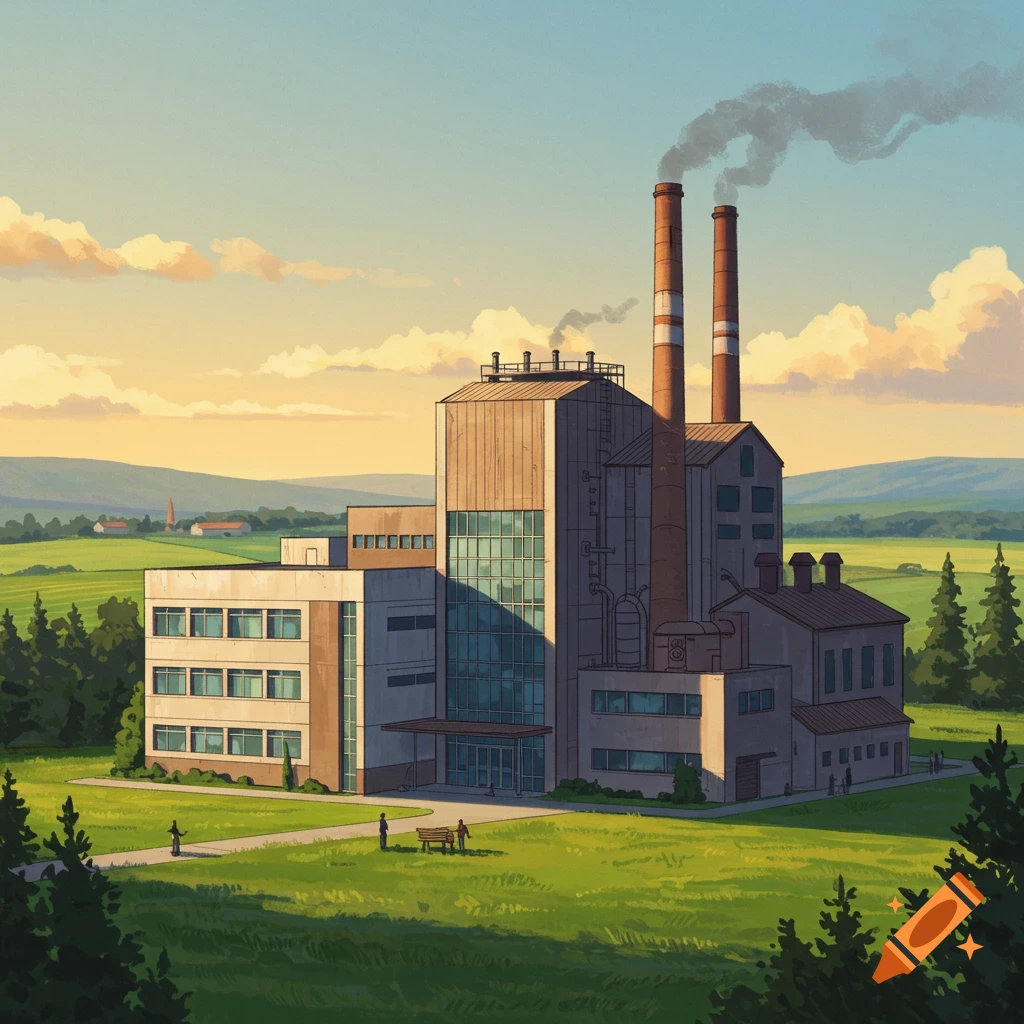 A large building blending university and factory architecture stands in ...