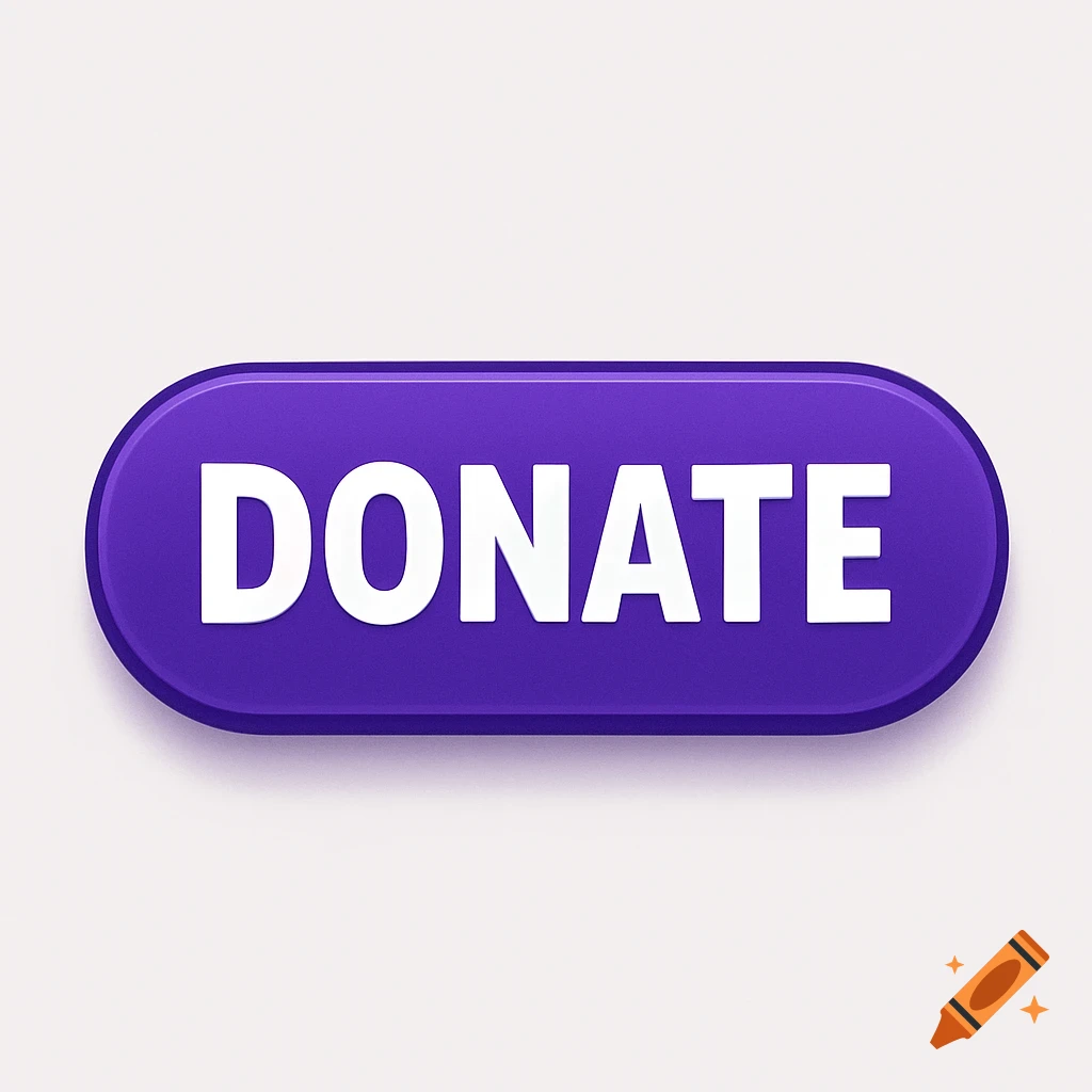 A purple button with the word DONATE in white text. on Craiyon