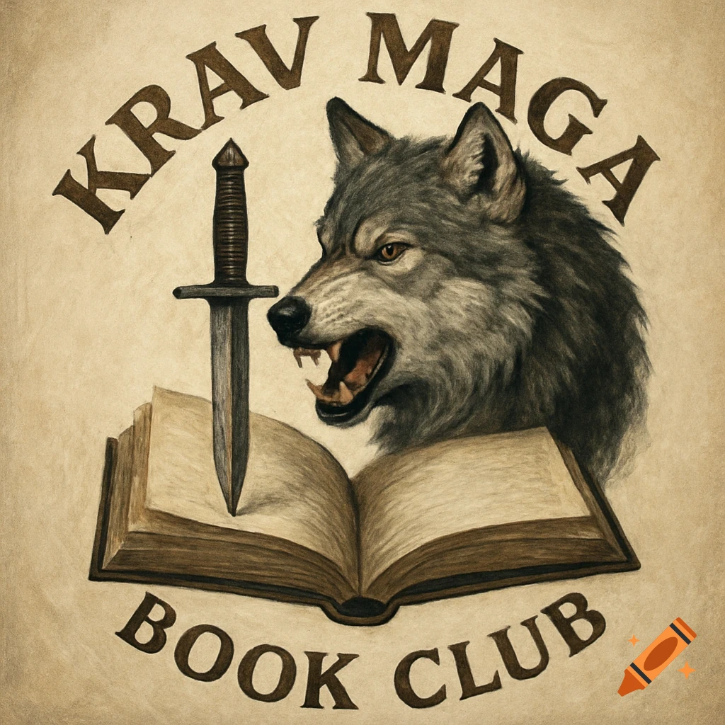 Logo featuring a snarling wolf's head, a dagger, and an open book, with ...