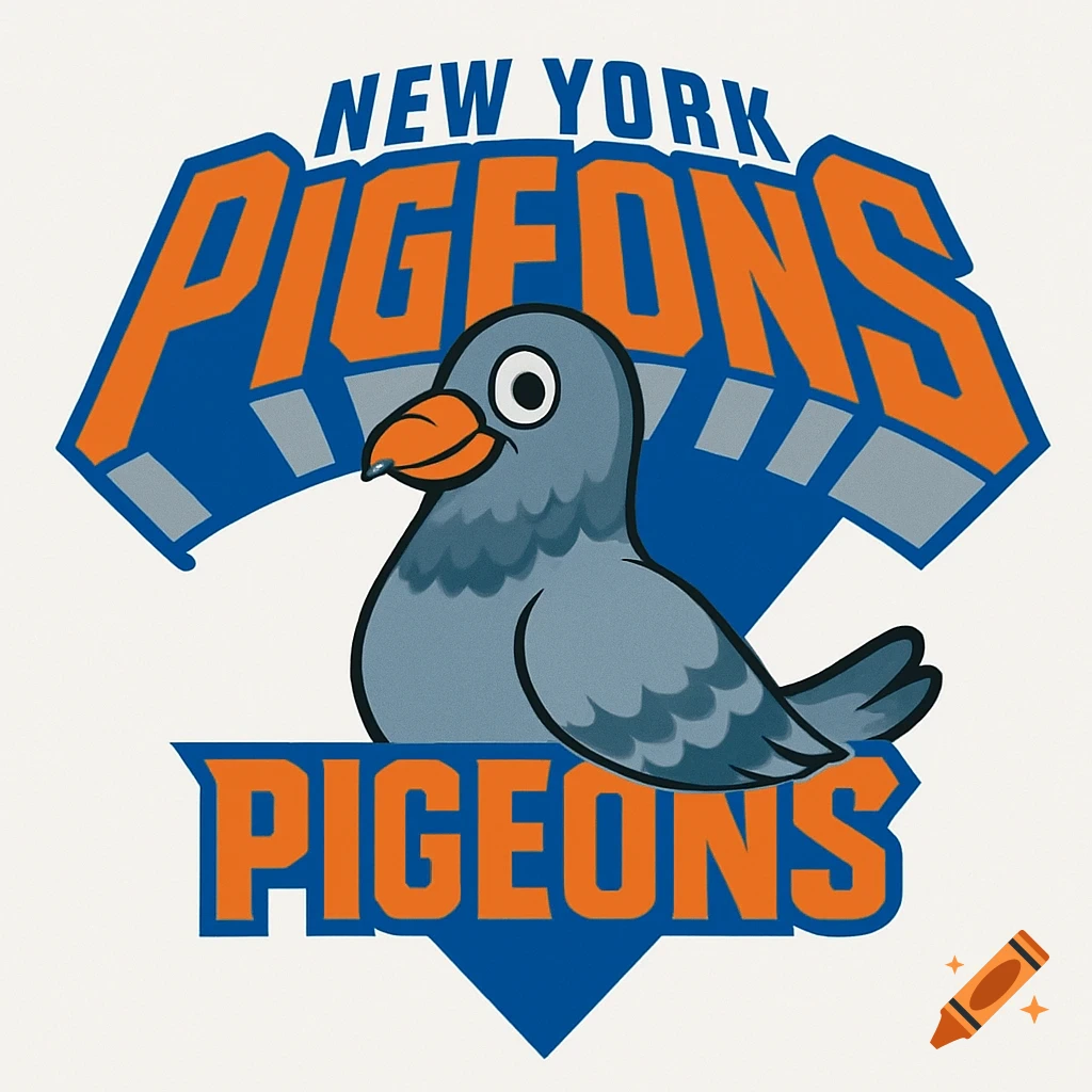 Cartoon logo for the New York Pigeons team featuring a pigeon mascot. on Craiyon