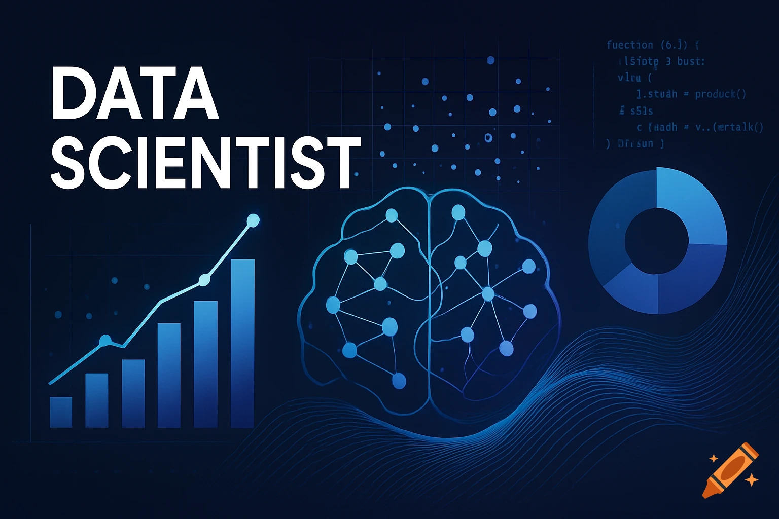 Digital illustration related to data science with text 'DATA SCIENTIST ...