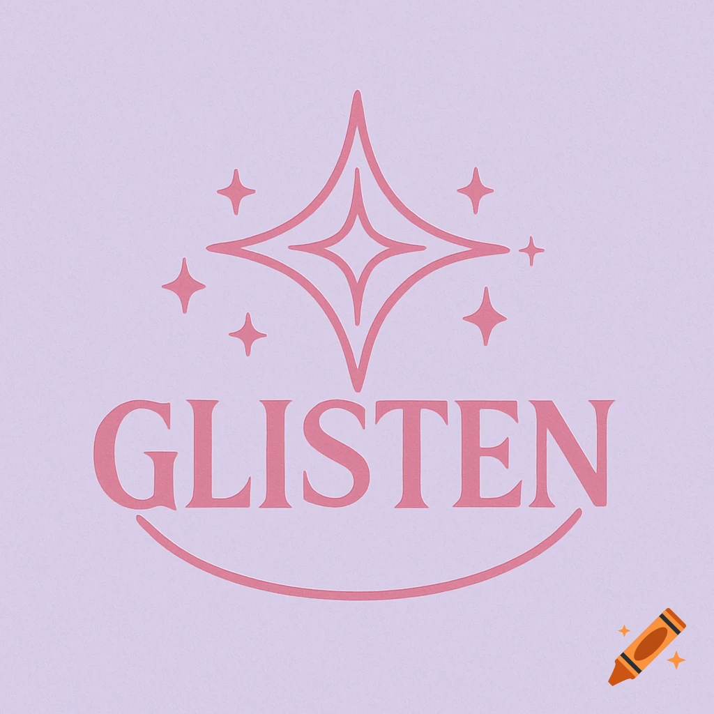 Logo for Glisten with a stylized star and sparkle design. on Craiyon