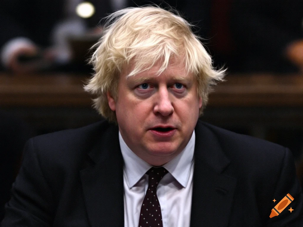 Close-up photorealistic portrait of Boris Johnson in a suit and tie. on ...