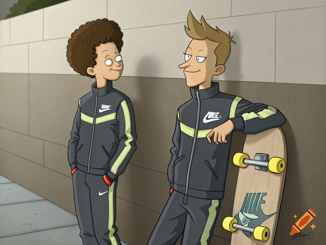 Two cartoon characters resembling Beavis and Butthead wear grey Nike ...